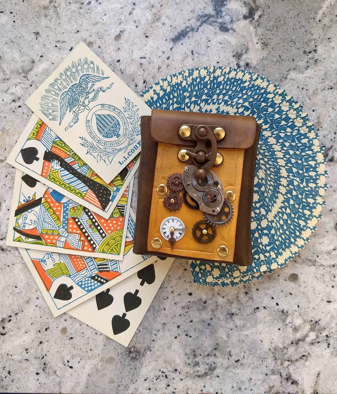 Steampunk Leather Card Case - Etsy