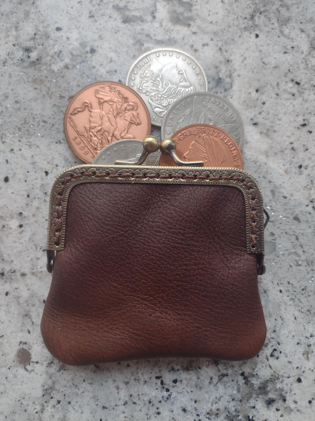 Custom Leather Coin Purse With Square Frame Made to Order - Etsy
