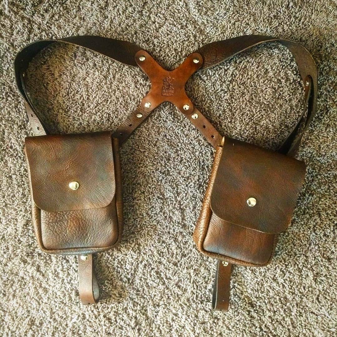 Custom Leather Shoulder Harness With Pouches - Etsy