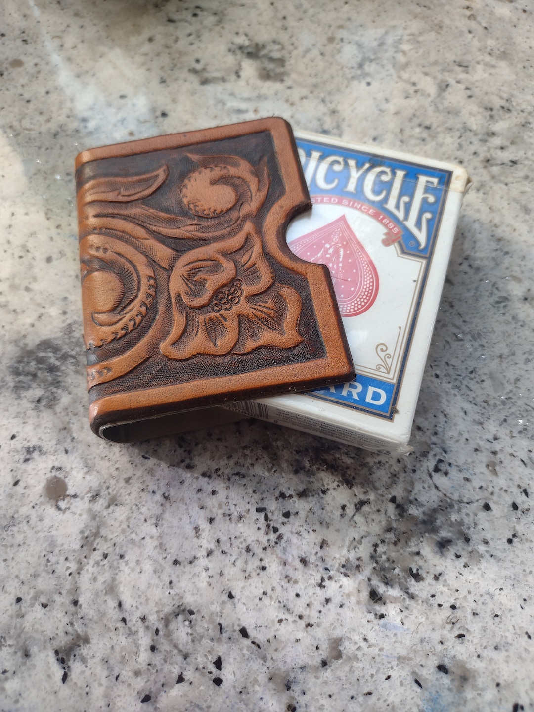 Hand Tooled Leather Playing Card Guard Card Clip - Etsy