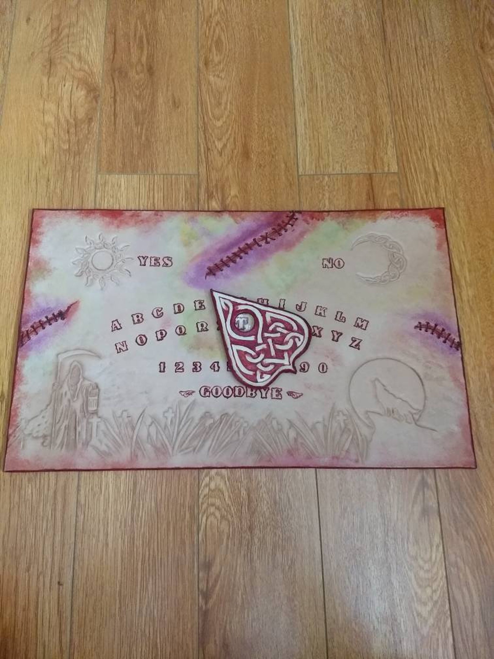 Custom Leather Ouija Board Spirit Board and Planchette Hand Tooled - Etsy