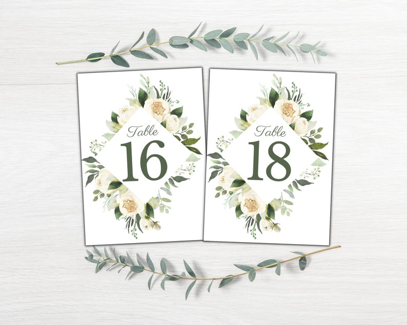 Floral Table Numbers Digital Download, Printable Table Decor, - Etsy