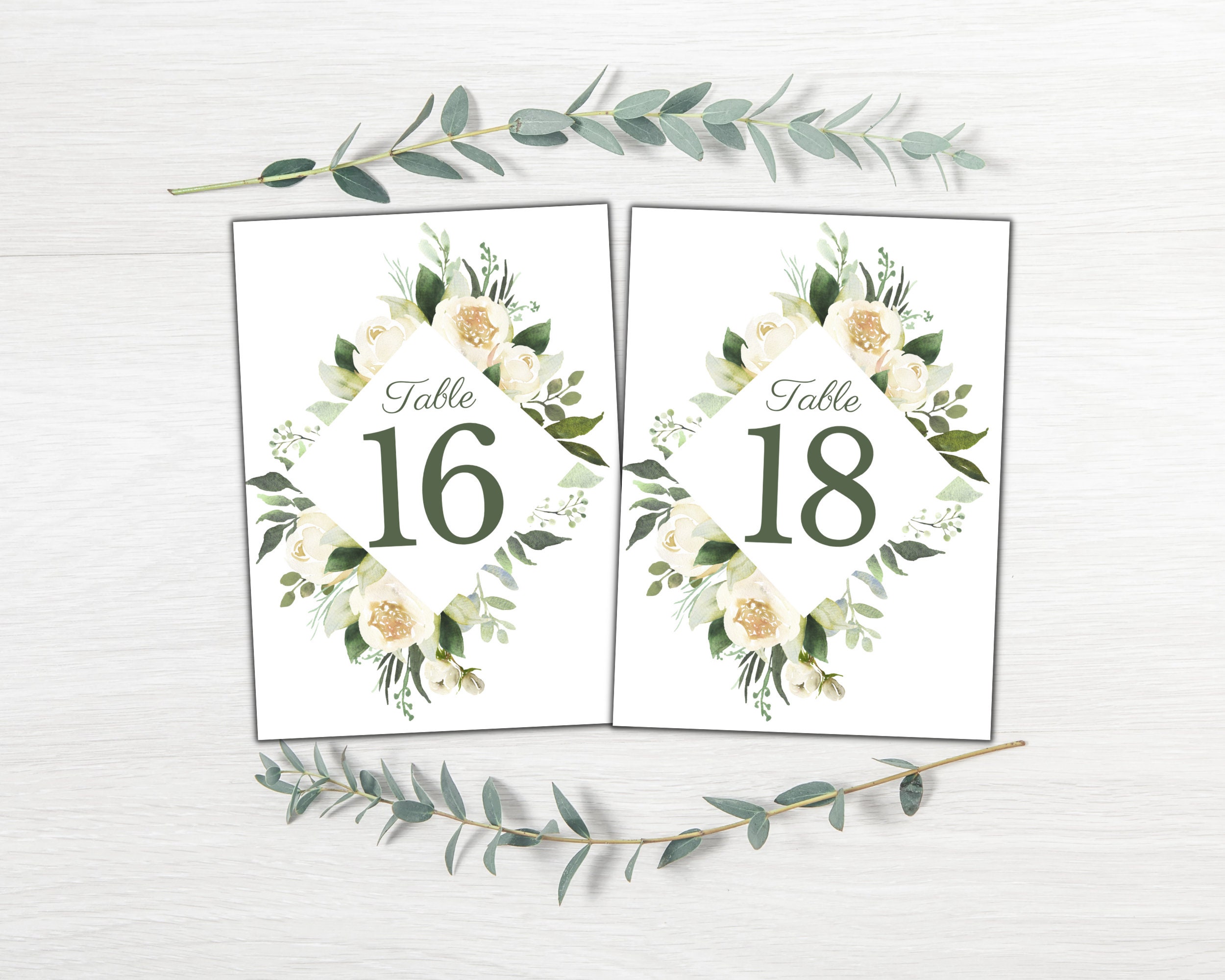 Floral Table Numbers Digital Download, Printable Table Decor, - Etsy