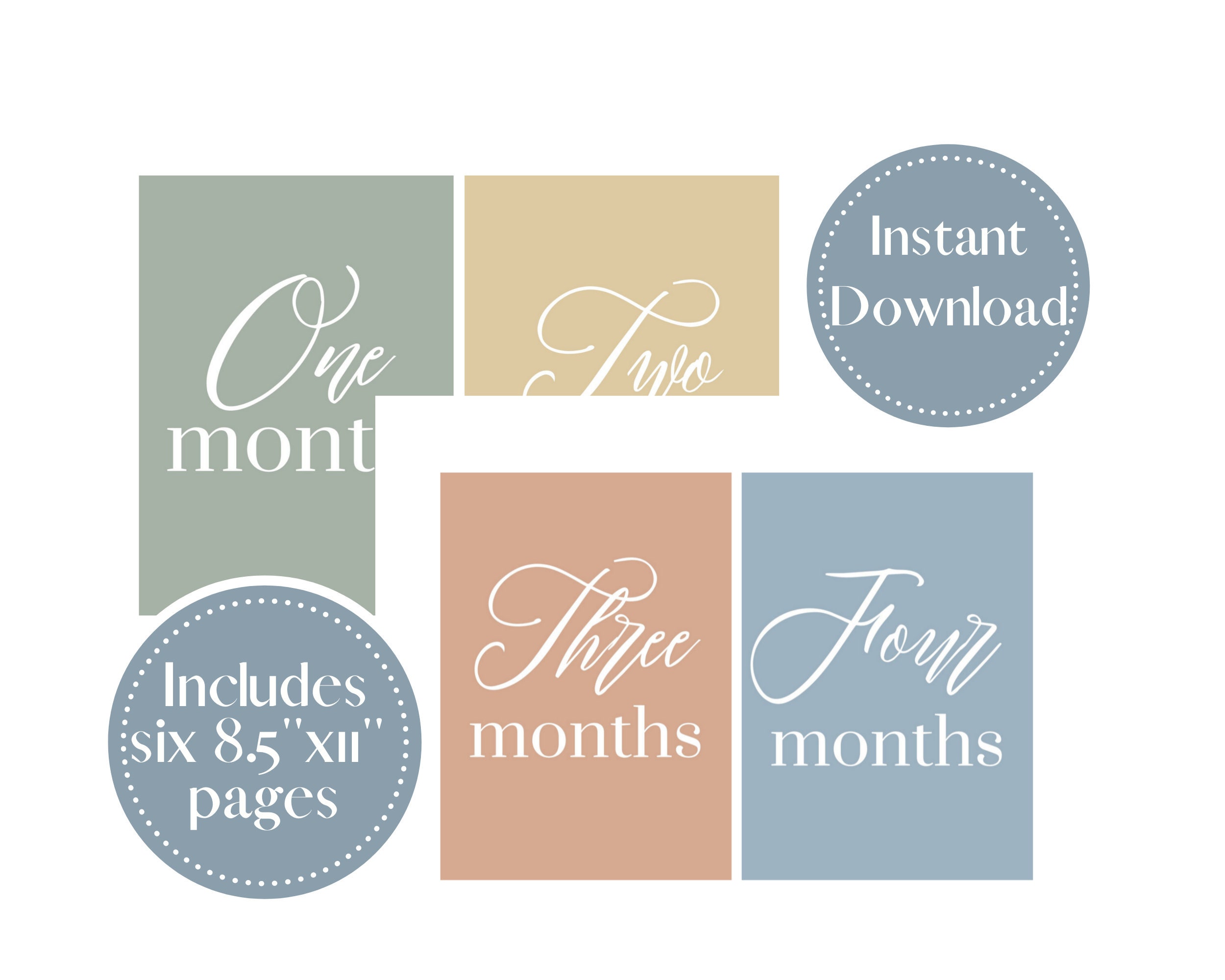 Monthly Milestone Cards- Nature -DIGITAL DOWNLOAD, Babyshower Gift ...