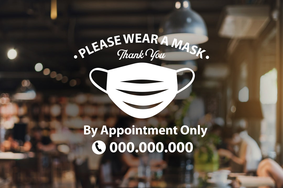Please Wear a Mask for Window Decal, Wear a Mask Sign, by Appointment ...