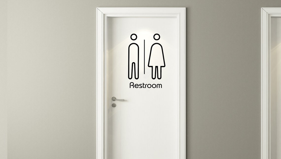 Big Restroom Sign Vinyl Decal Restroom Sticker Restroom Door - Etsy