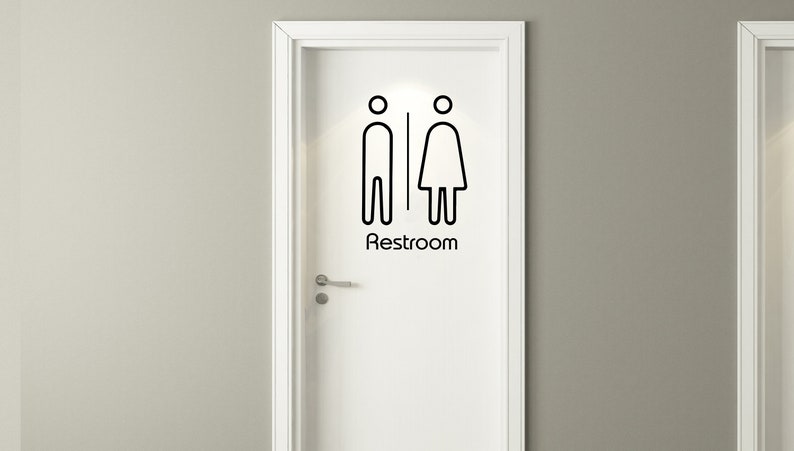 Big Restroom Sign Vinyl Decal Restroom Sticker Restroom Door - Etsy
