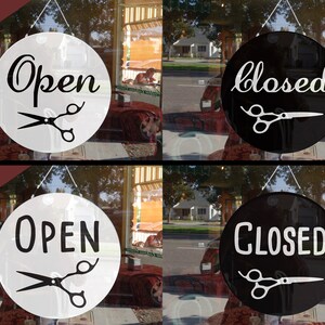 Hair Salon Open Closed Sign,store Sign, Business Sign, Circle Shape ...