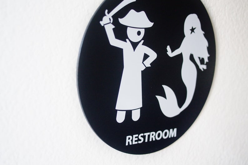 Mermaid and Pirate Restroom Sign Funny Bathroom Signtoilet - Etsy