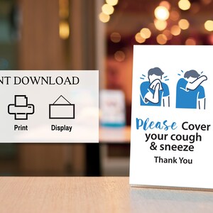 Please Cover Your Cough & Sneeze Sign for the Restaurant, Bar, Coffee ...