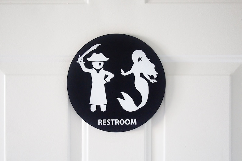 Mermaid and Pirate Restroom Sign Funny Bathroom Signtoilet - Etsy