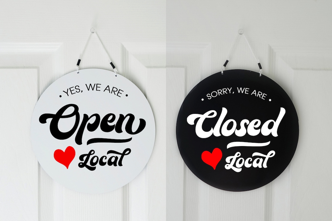 Double Sided Open With Love(heart) Local 2, Unique Open Closed Sign ...