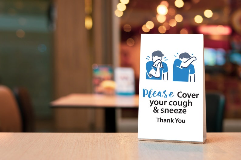 Please Cover Your Cough & Sneeze Sign for the Restaurant, Bar, Coffee ...
