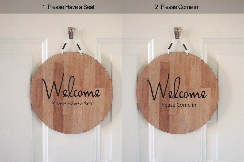 Two sided In session/Welcome sign with wood patern | Etsy