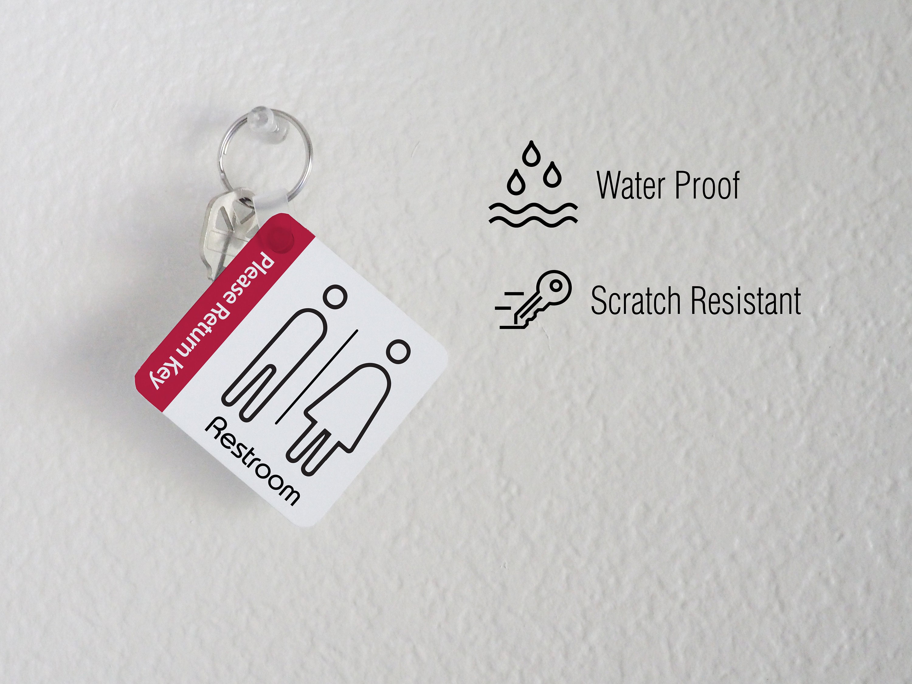 Double Sided Key Chain With Wooden Dowel for the Restroom Key for ...