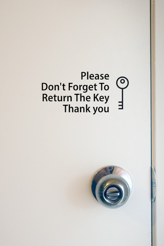 Restroom Sign 'please Don't Forget to Return the Key | Etsy