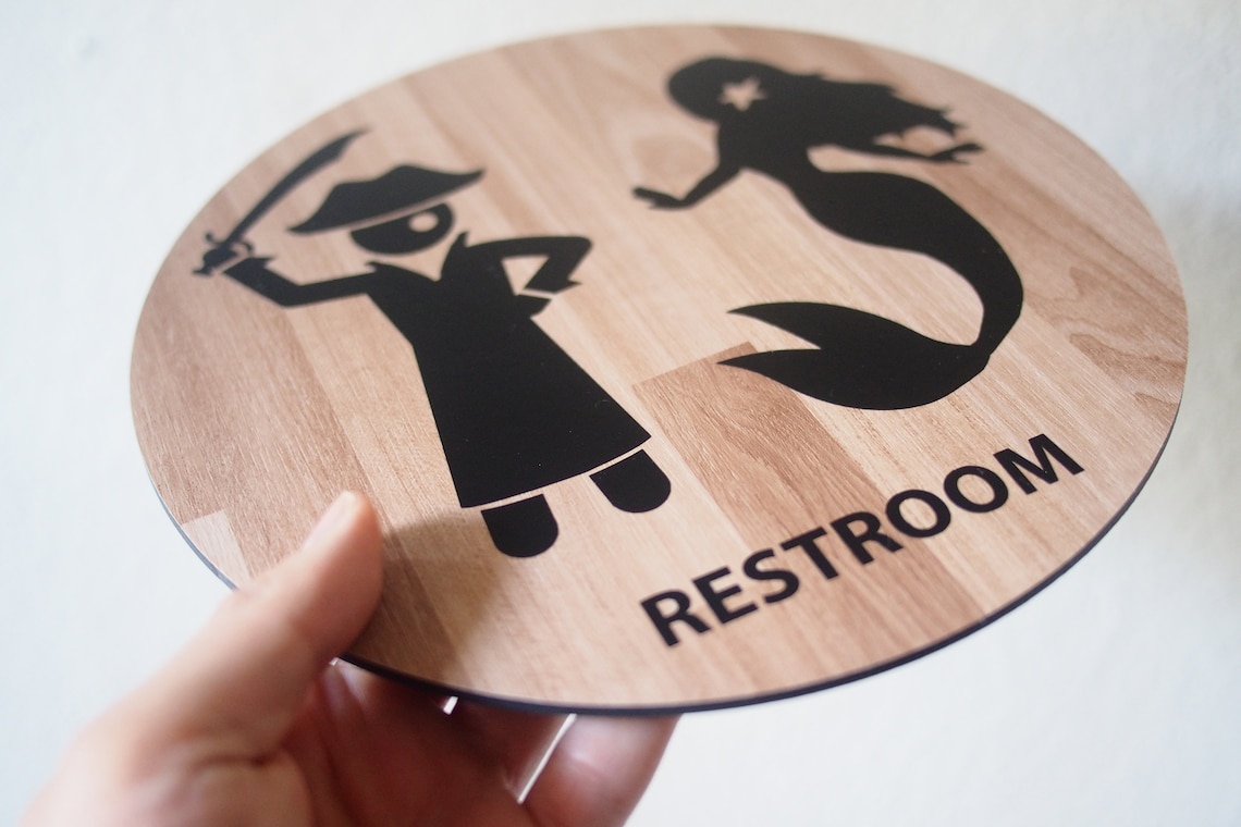 Mermaid and Pirate Restroom Sign Funny Bathroom Signtoilet - Etsy