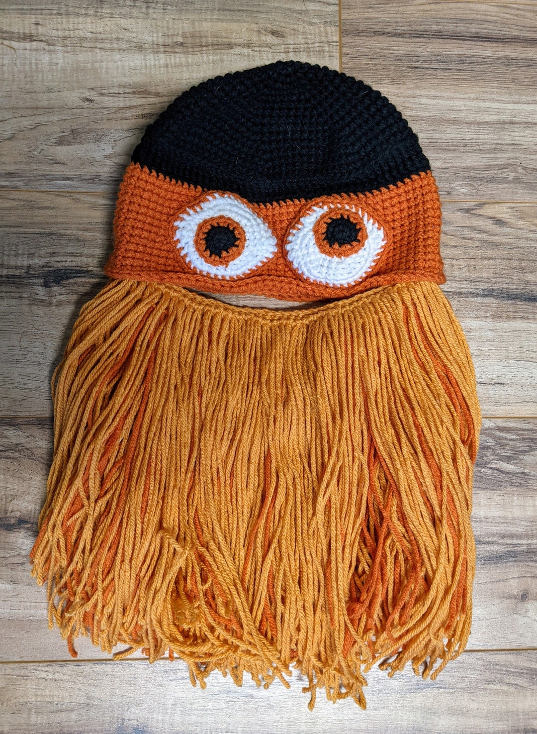 Orange Hat With Crazy Eyes and Detachable Beard | Made to Order Crochet ...