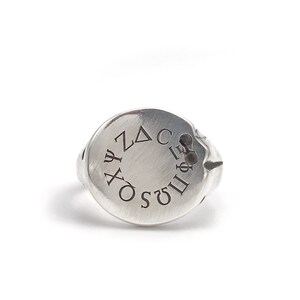 Silver Men Signet Round Ring, Gentleman Silver Ring, Cryptographic Ring ...