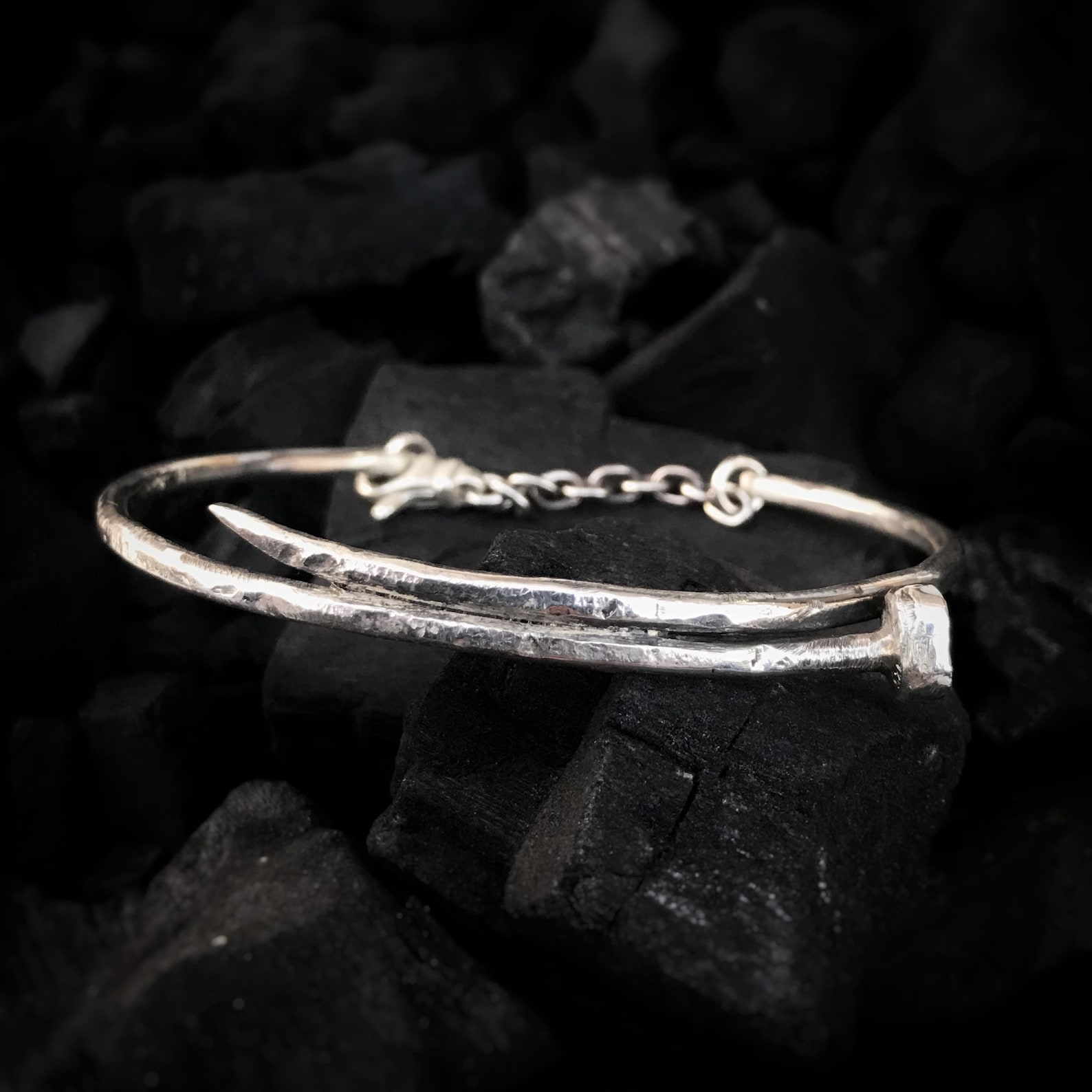 Rustic Nail Cuff Bracelet, Oxidized Silver Cuff, Cuff Bracelet, Silver ...