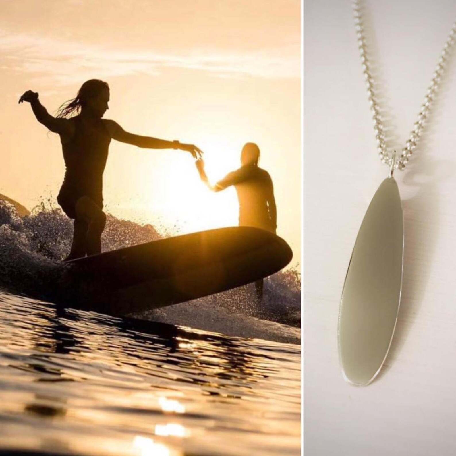 Long Board Necklace Silver Necklace Surf Jewelry Surf - Etsy Israel