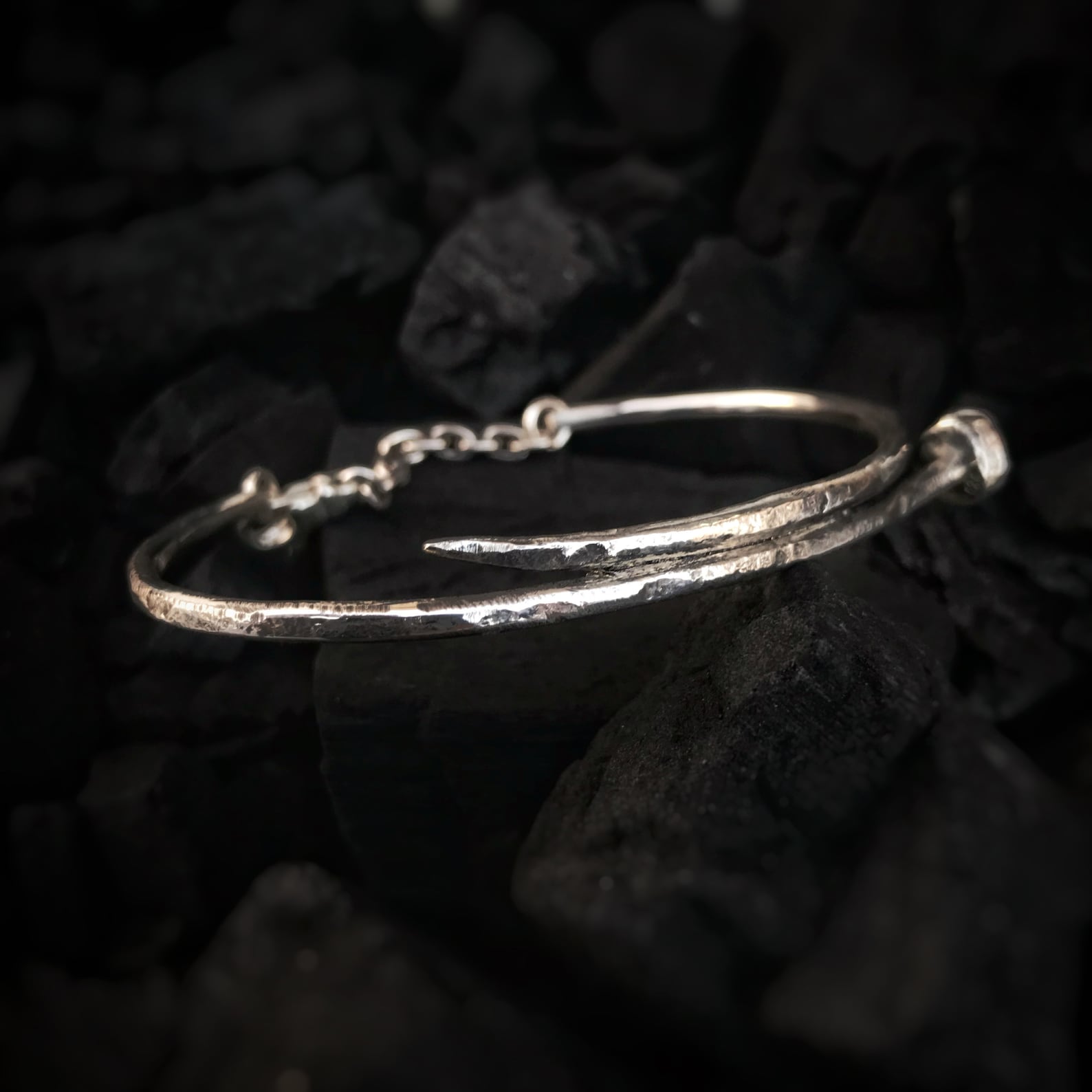 Rustic Nail Cuff Bracelet, Oxidized Silver Cuff, Cuff Bracelet, Silver ...