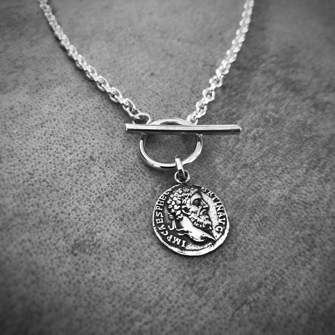 Silver Necklace, Toggle Necklace, Womens Silver Necklace, Mens Silver ...