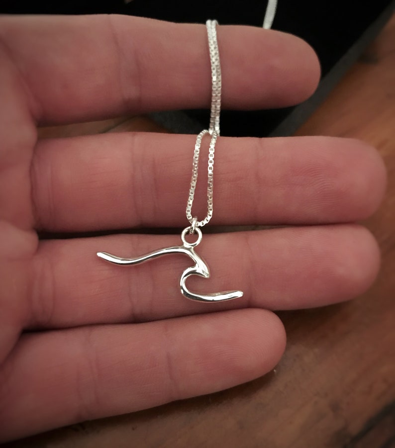 Silver Wave Necklace Surfer Silver Necklace Silver Surf | Etsy
