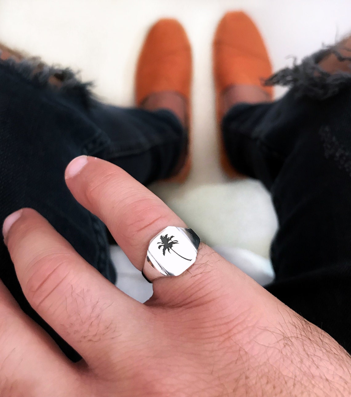 Sterling Silver Signet Palm Tree Ring for Men and Women - Etsy