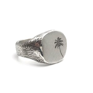 Sterling Silver Signet Palm Tree Ring for Men and Women, Men's and ...