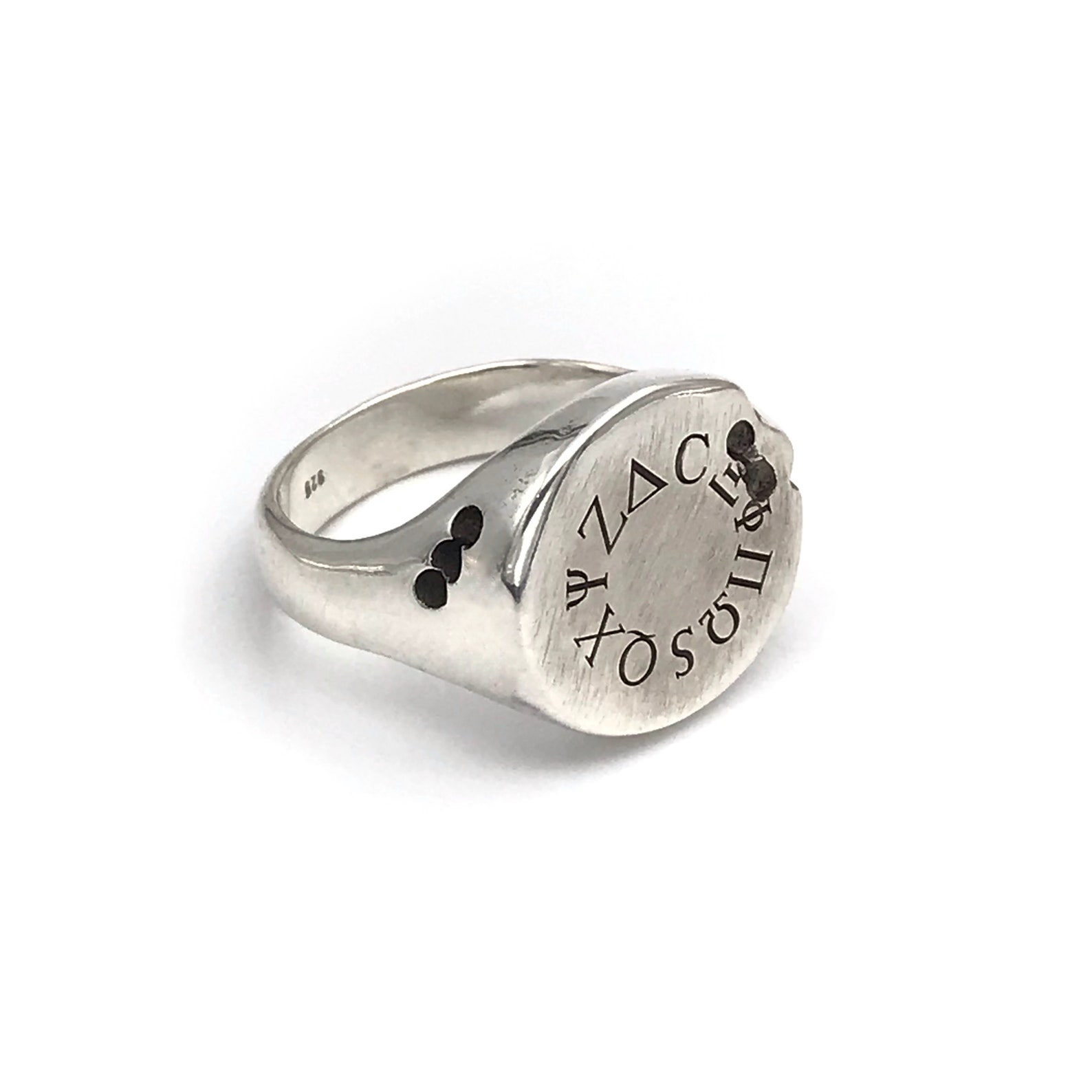 Silver Men Signet Round Ring Gentleman Silver Ring | Etsy