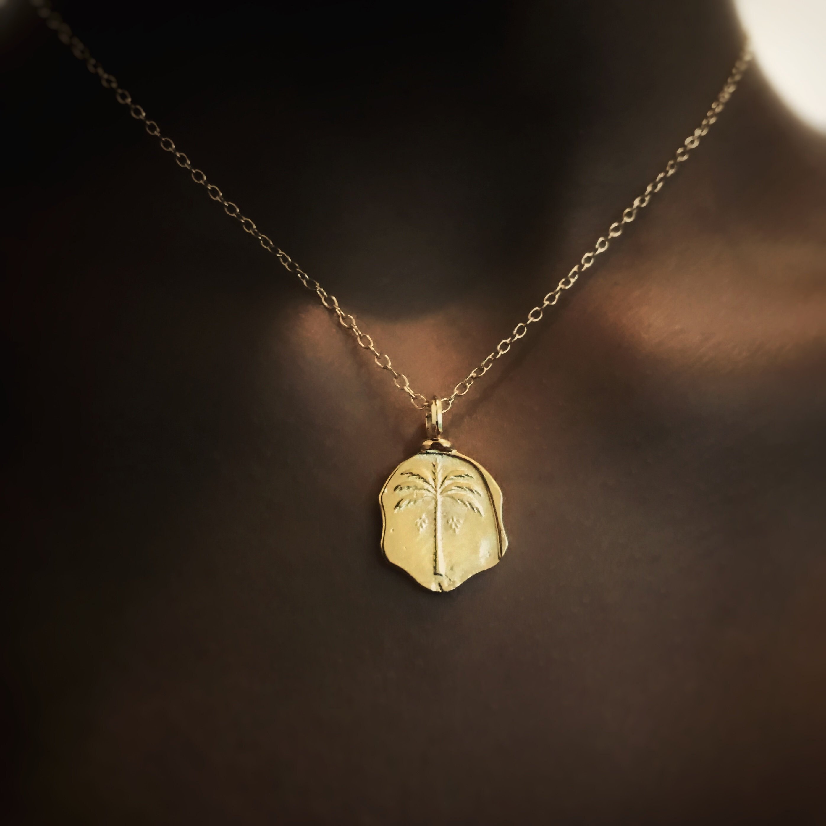 14k Gold Palm Tree Necklace Women Gold Palm Tree Necklace | Etsy