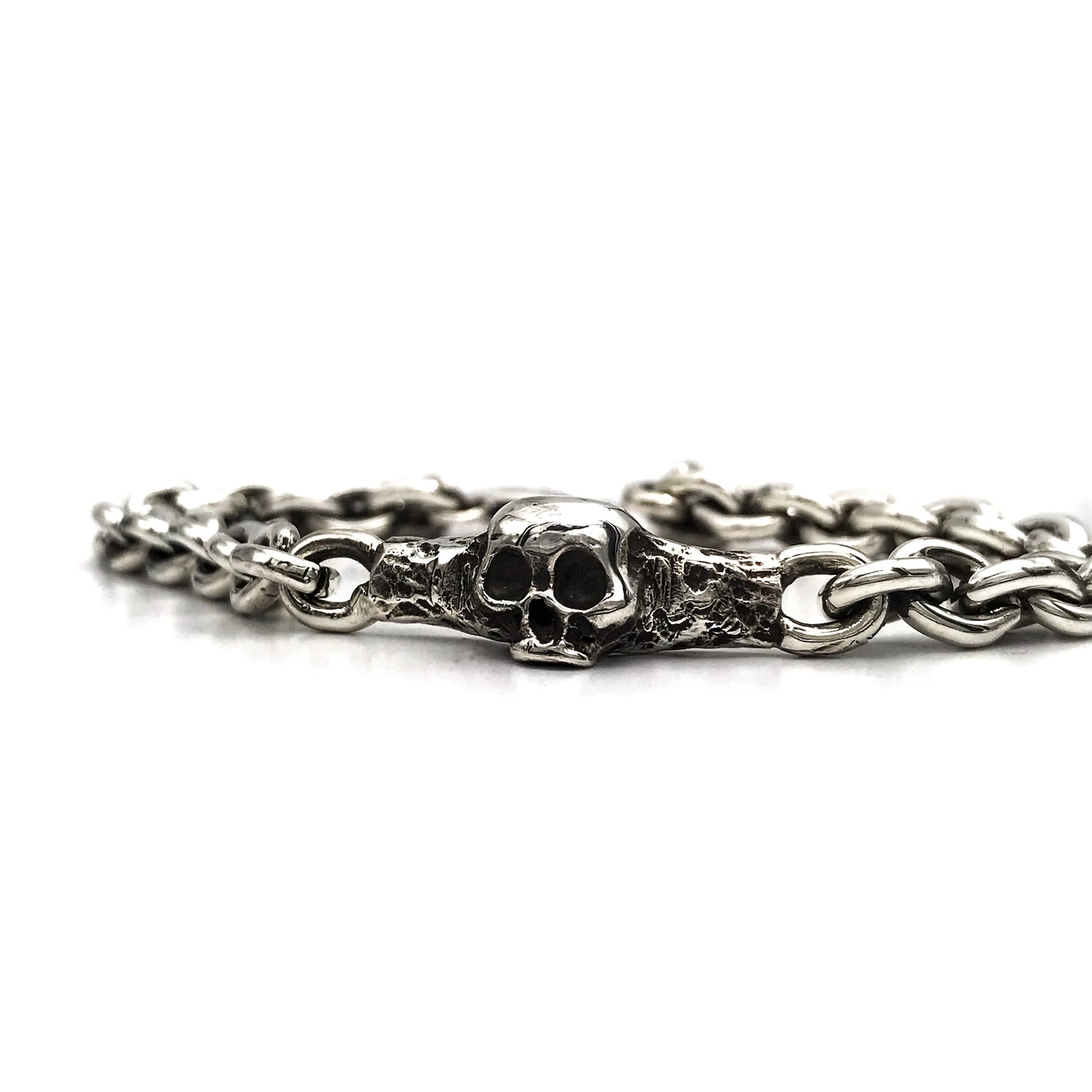 Sterling Silver Skull Link Chain Bracelet Men and Women - Etsy