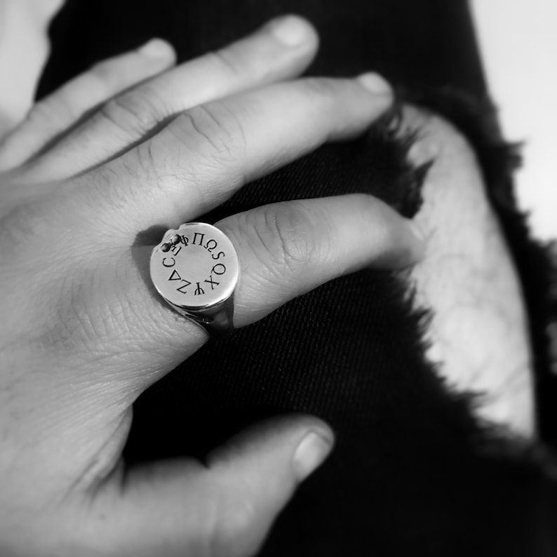 Silver Men Signet Round Ring Gentleman Silver Ring | Etsy