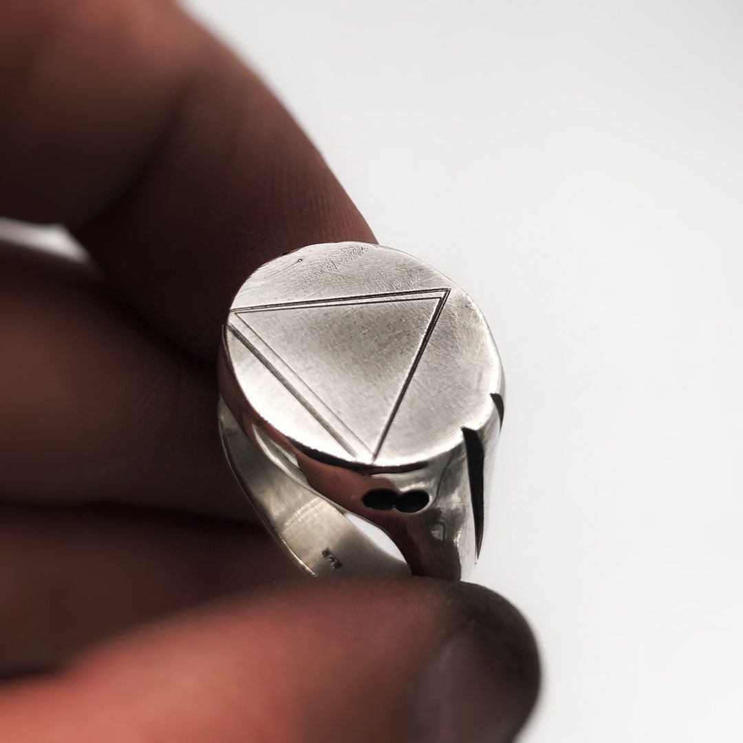 Signet Ring, Silver Signet Ring, Triangle Ring, Gentleman Ring, Mans ...