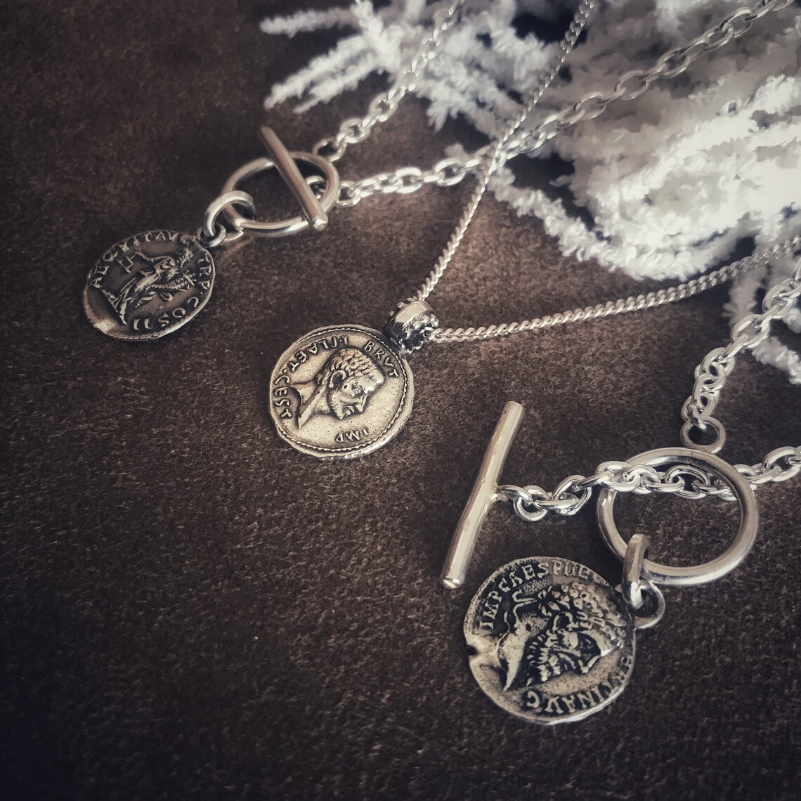 Silver Necklace, Toggle Necklace, Womens Silver Necklace, Mens Silver ...