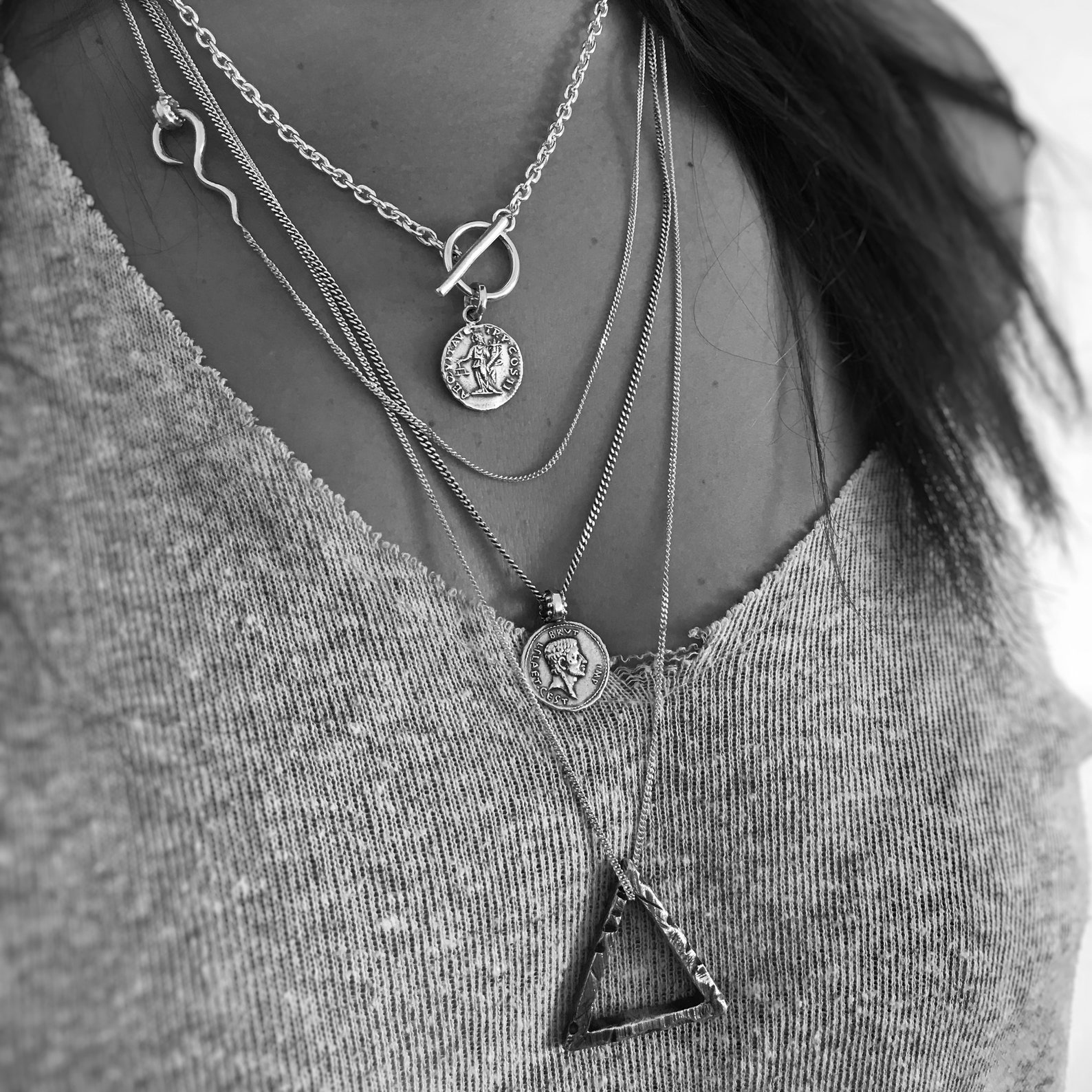 Silver Necklace Toggle Necklace Womens Silver Necklace Mens Etsy