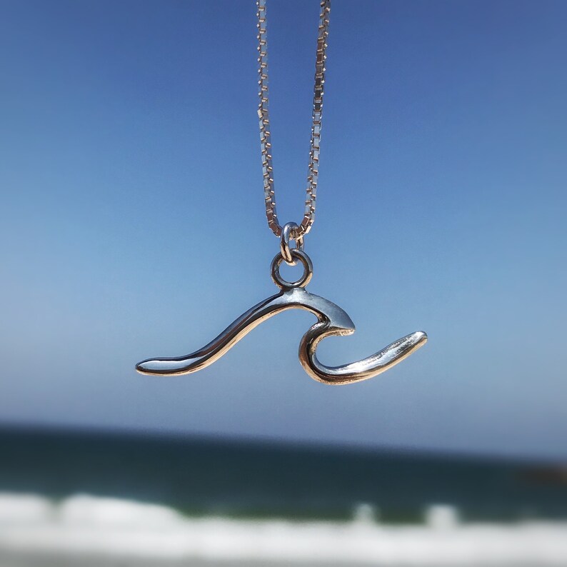 Silver Wave Necklace Surfer Silver Necklace Silver Surf | Etsy