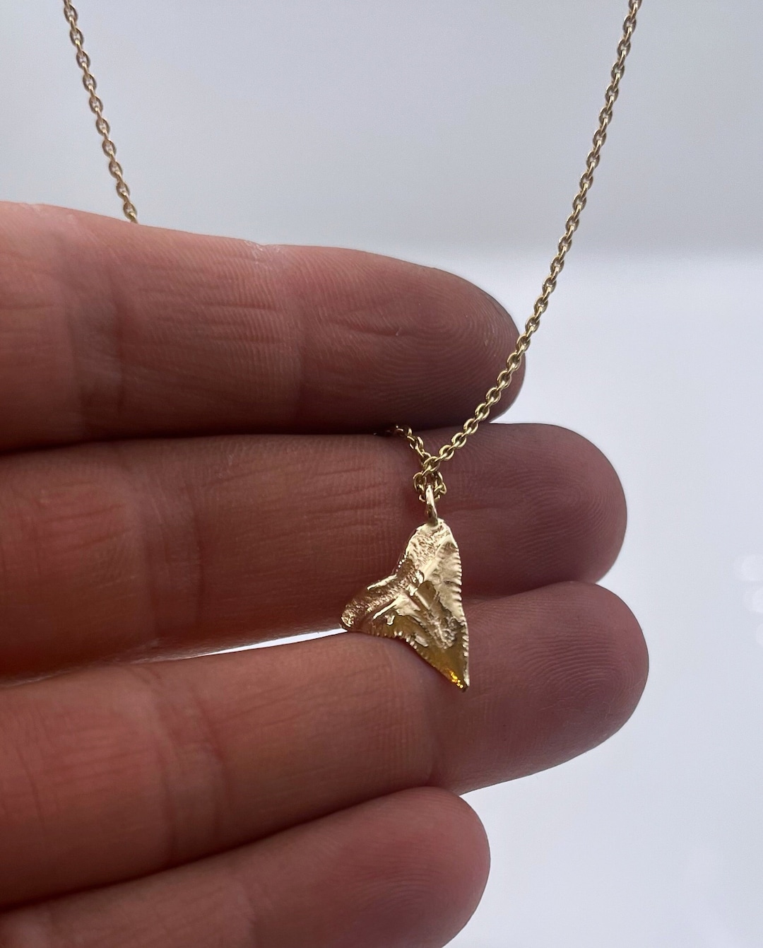 Authentic 14k Gold Shark Tooth Necklace, Shark Tooth Pendant, Gold ...