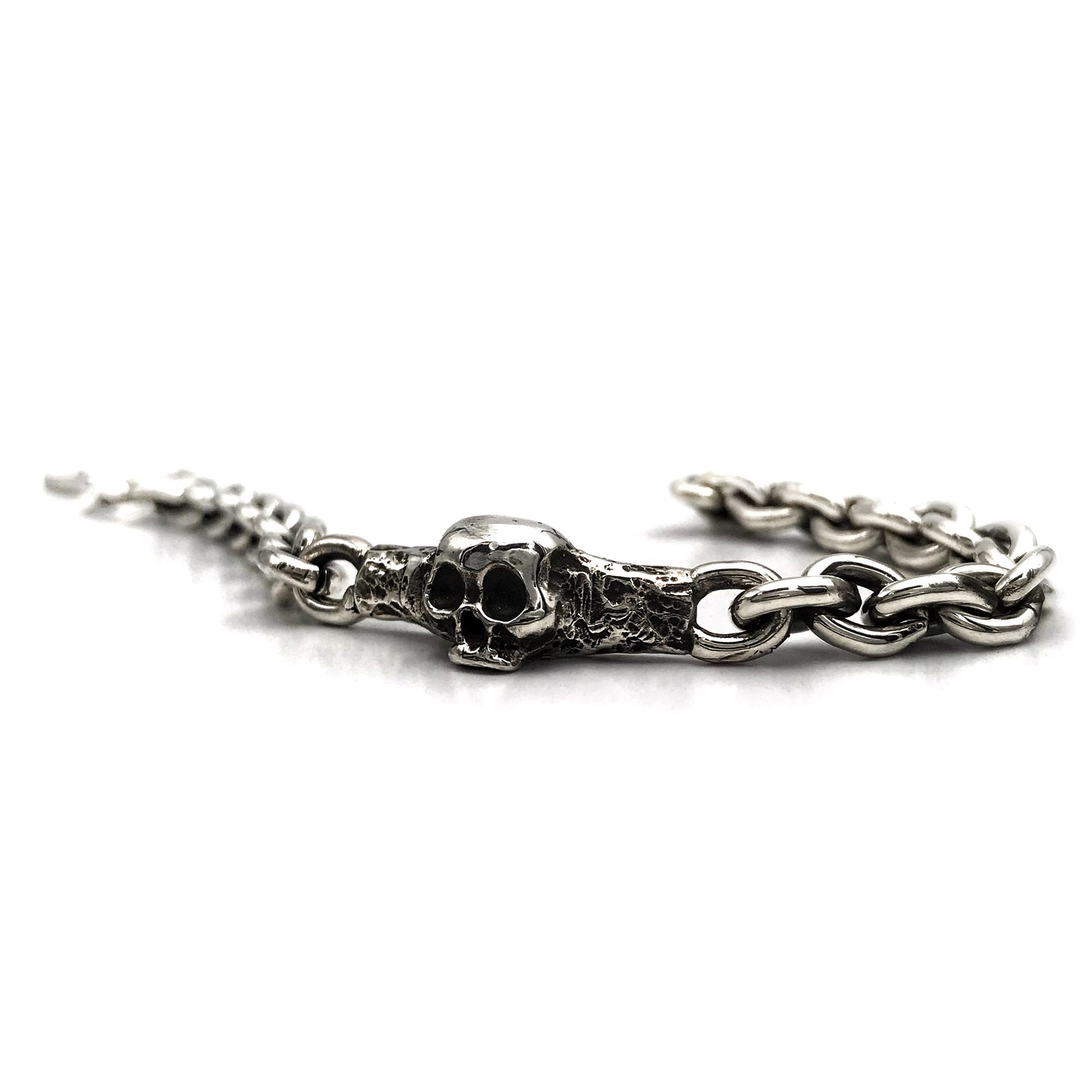 Sterling Silver Skull Link Chain Bracelet Men and Women - Etsy