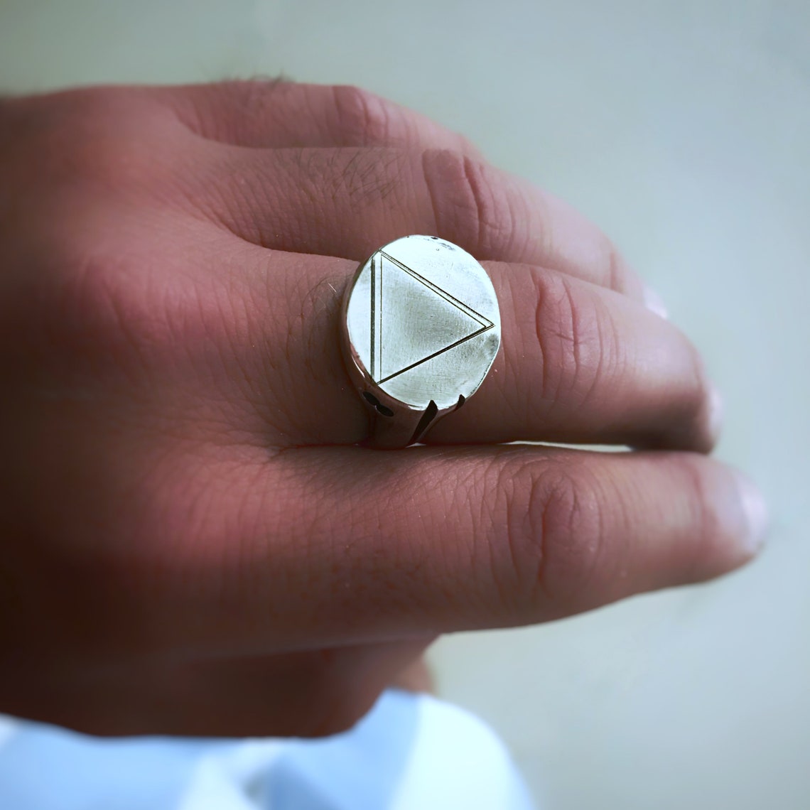 Signet Ring Silver Signet Ring Triangle Ring Gentleman - Etsy