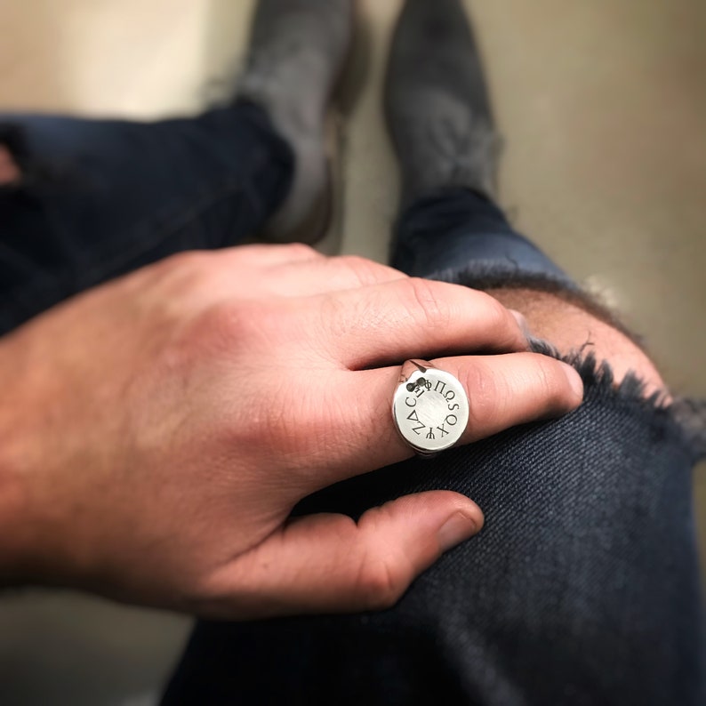 Silver Men Signet Round Ring Gentleman Silver Ring | Etsy