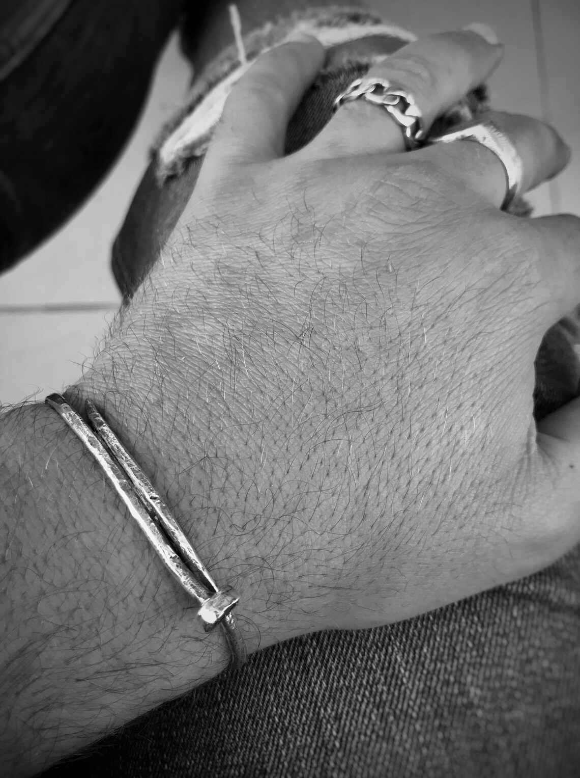 Rustic Nail Cuff Bracelet, Oxidized Silver Cuff, Cuff Bracelet, Silver ...