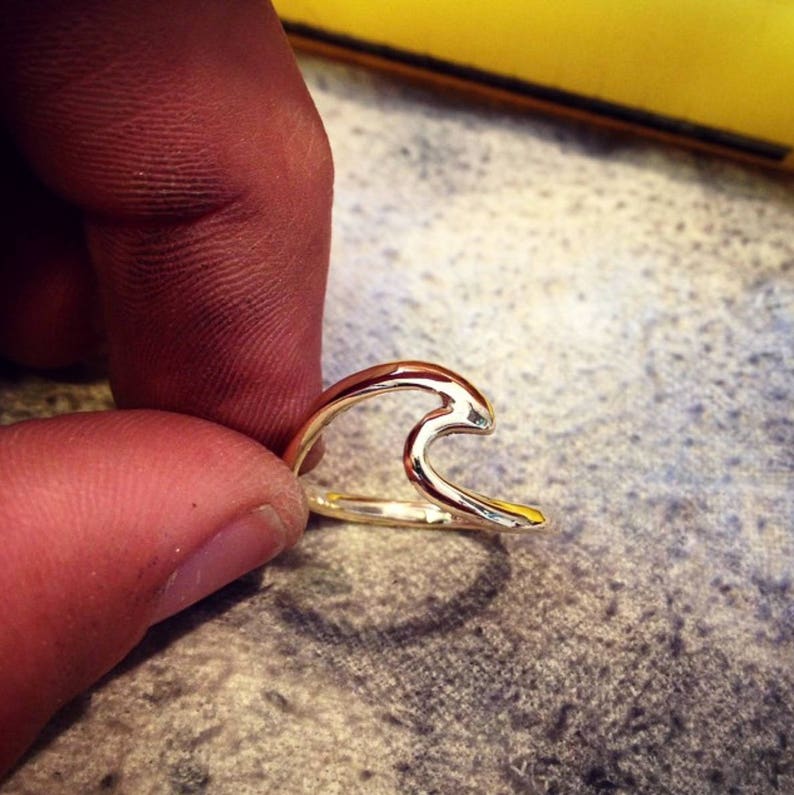 Gold Wave Ring Surfer Girl Gift Idea Hawaii Beach Jewelry | Etsy