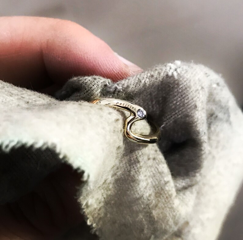 14k Solid Gold Wave Diamond Ring Wave Diamond Ring For Her | Etsy