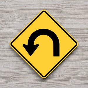Turn Around Arrow Road Sign Stickers, Traffic Sticker, Road Sign ...