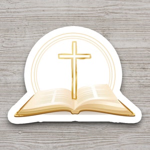 Church Cross and Bible Sticker: Religious Faith Decal - Etsy