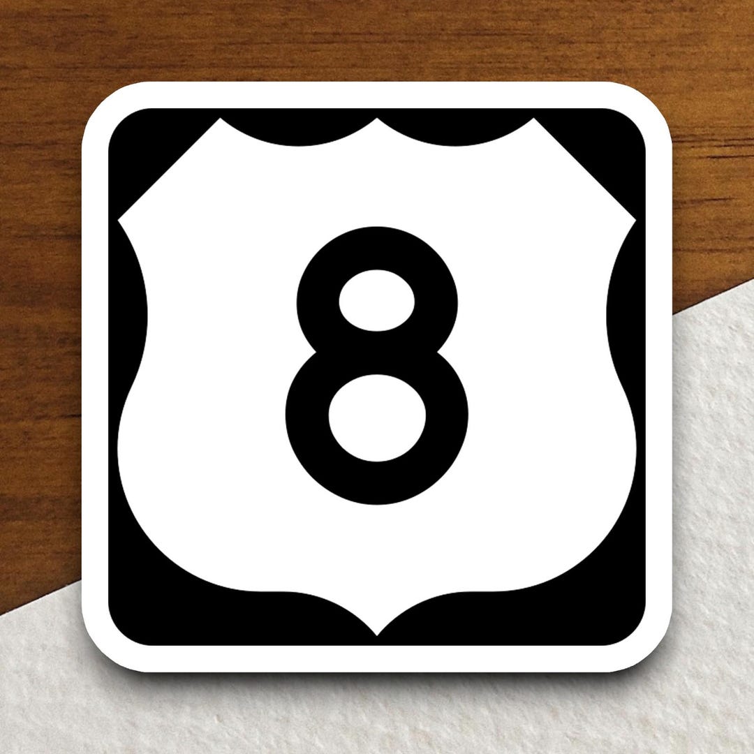 United States Route 8 Road Sign Sticker, Road Trip Sticker, Highway ...