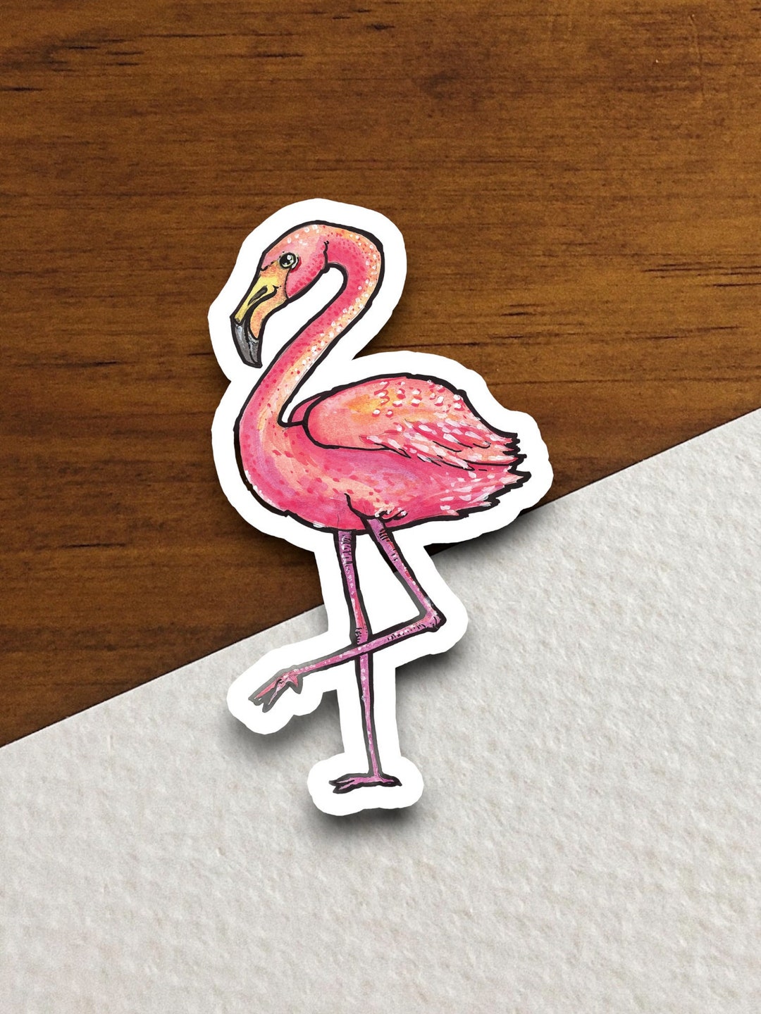 Pink Flamingo Sticker, Funny Animal Sticker for Laptop, Water Bottle ...