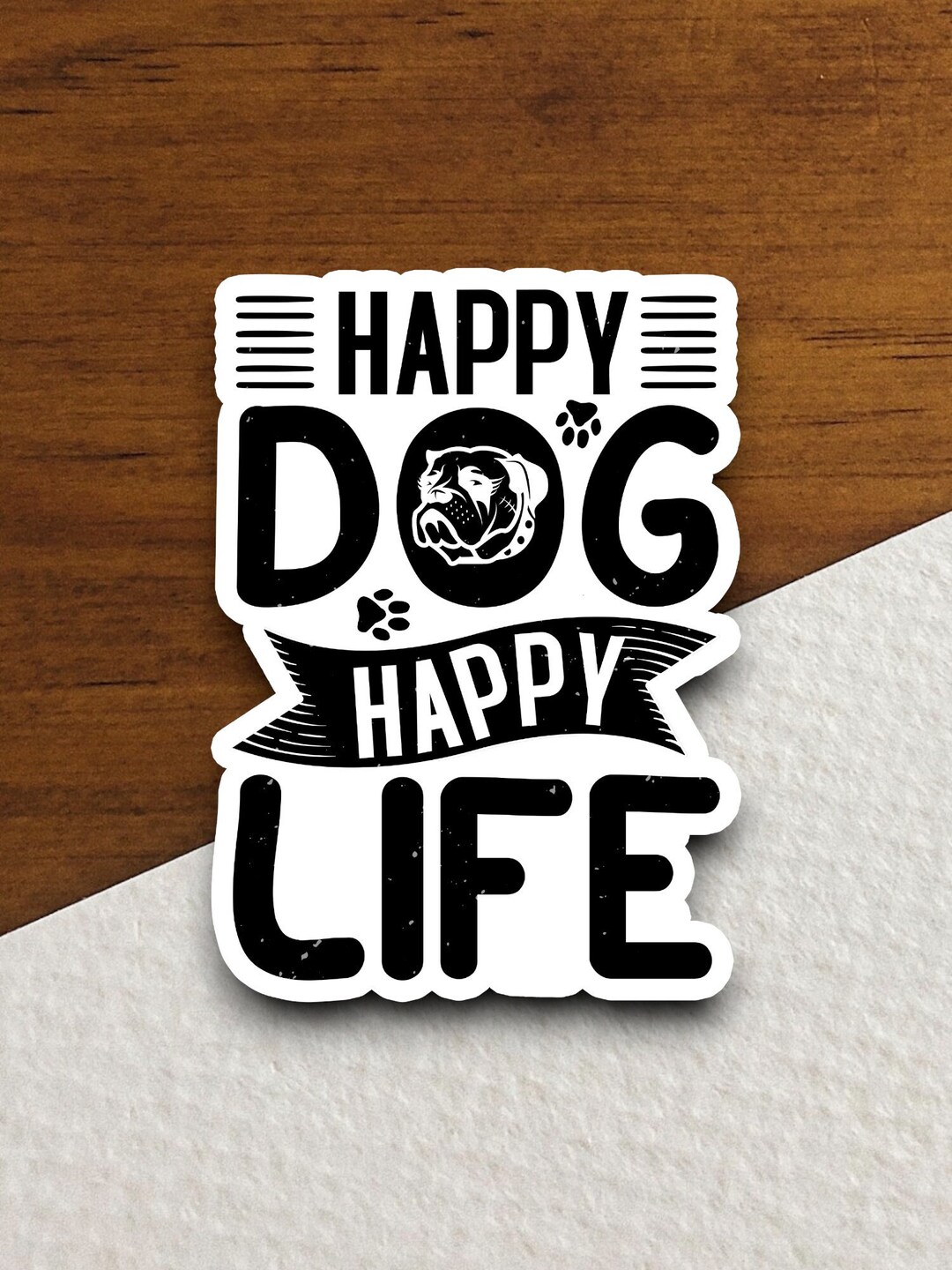 Happy Dog Happy Life Sticker, Pet Stickers, Laptop Decals, Dog Sticker ...